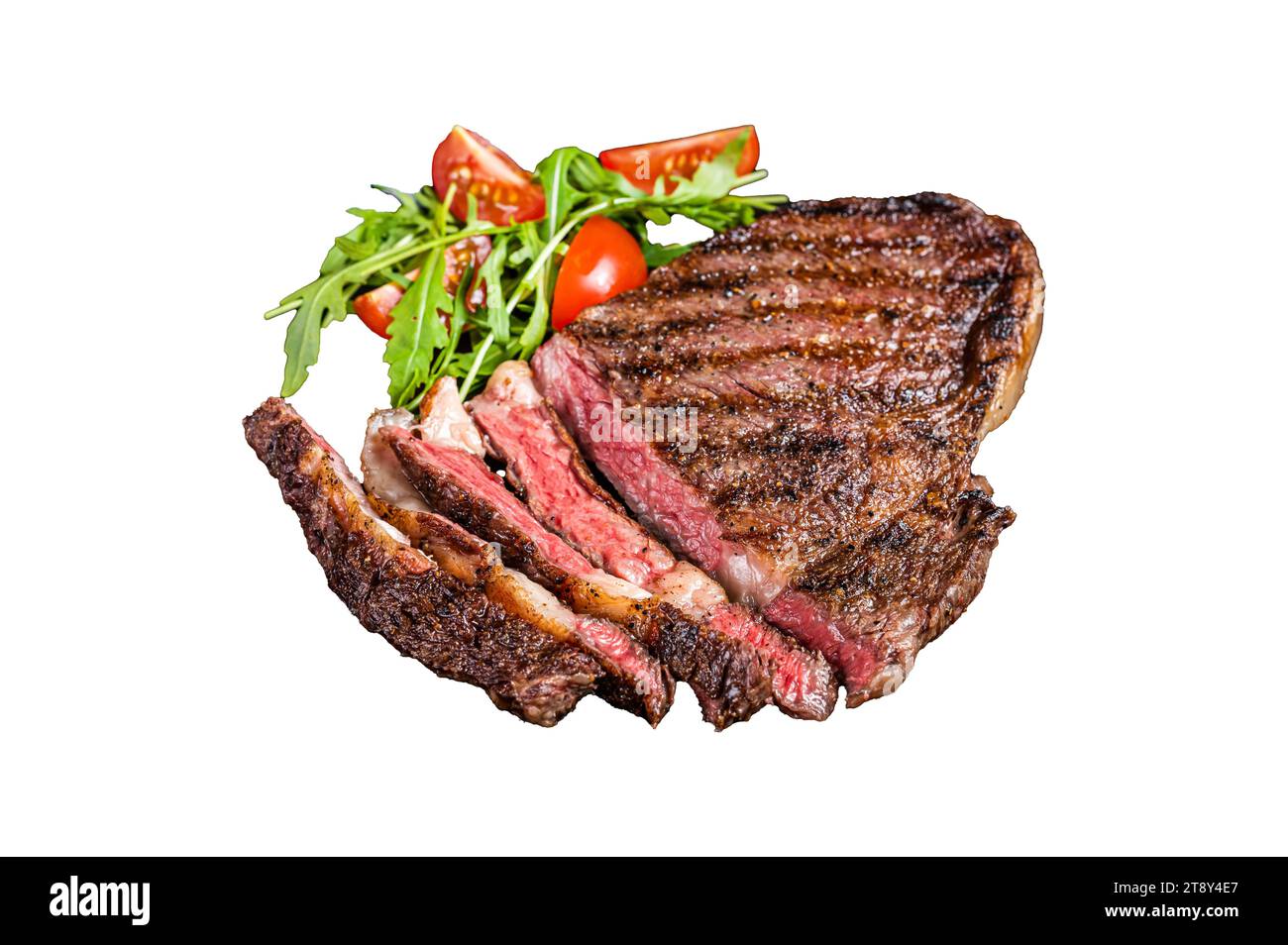 Barbecue grilled and sliced wagyu Rib Eye beef meat steak on a plate ...