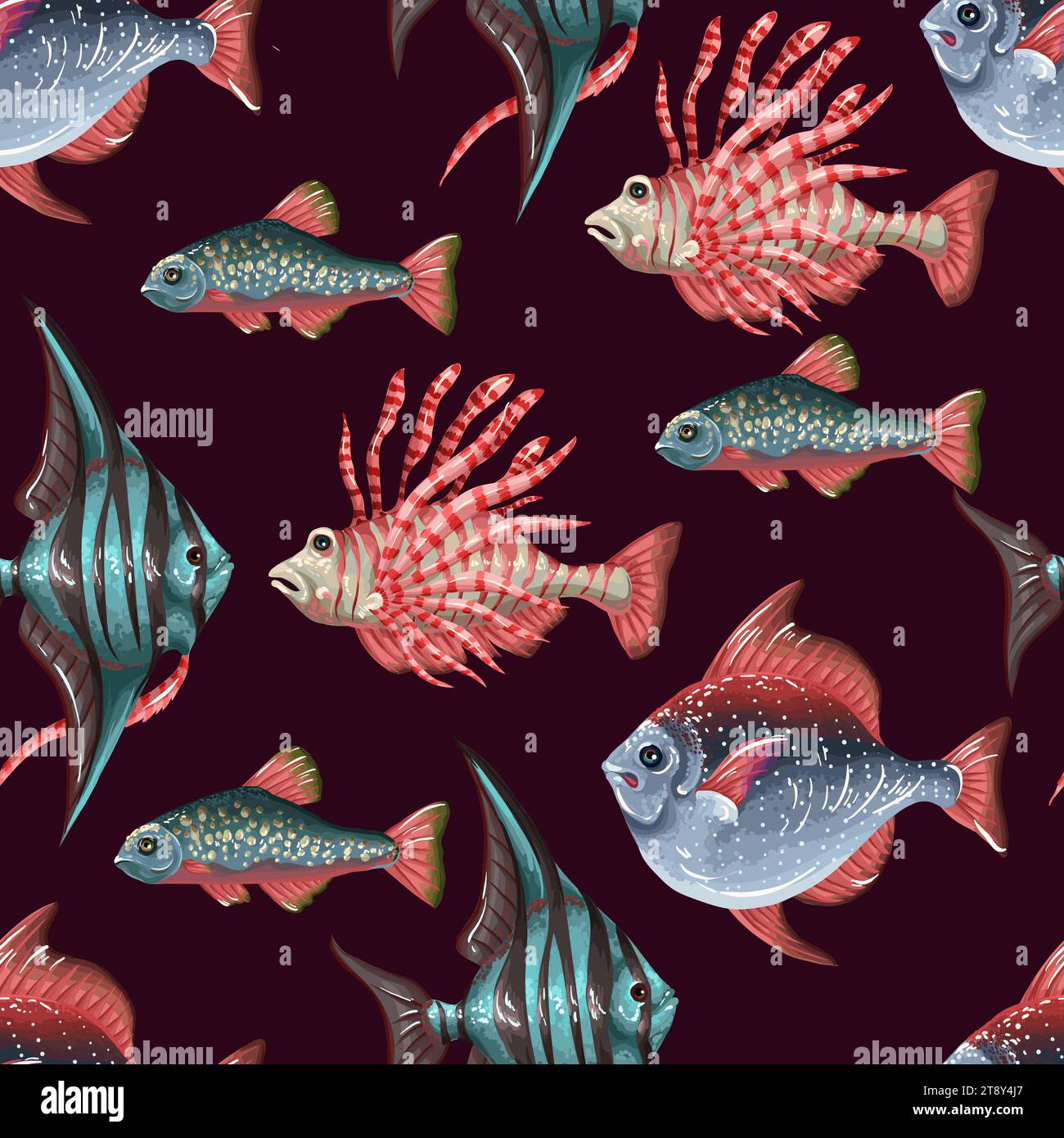 Seamless vector illustration fishes Stock Vector Images - Alamy
