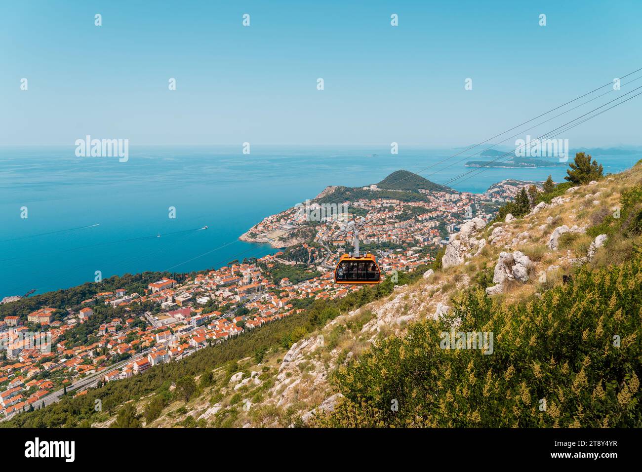 Dubrovnik from above, cable car to mount srd Stock Photo - Alamy