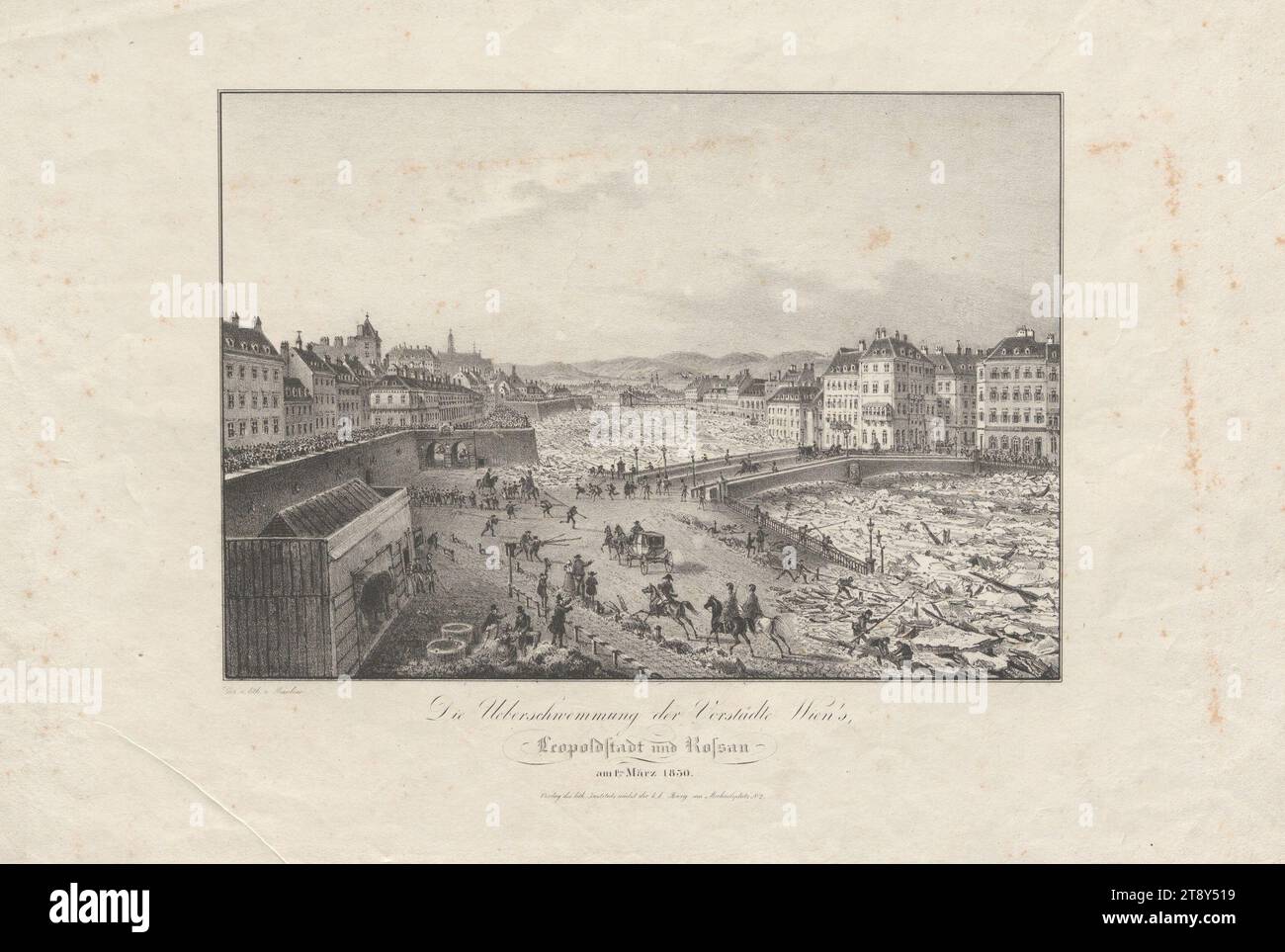 Flooding of the suburbs of Vienna, Leopoldstadt and Roßau, on March 1 ...