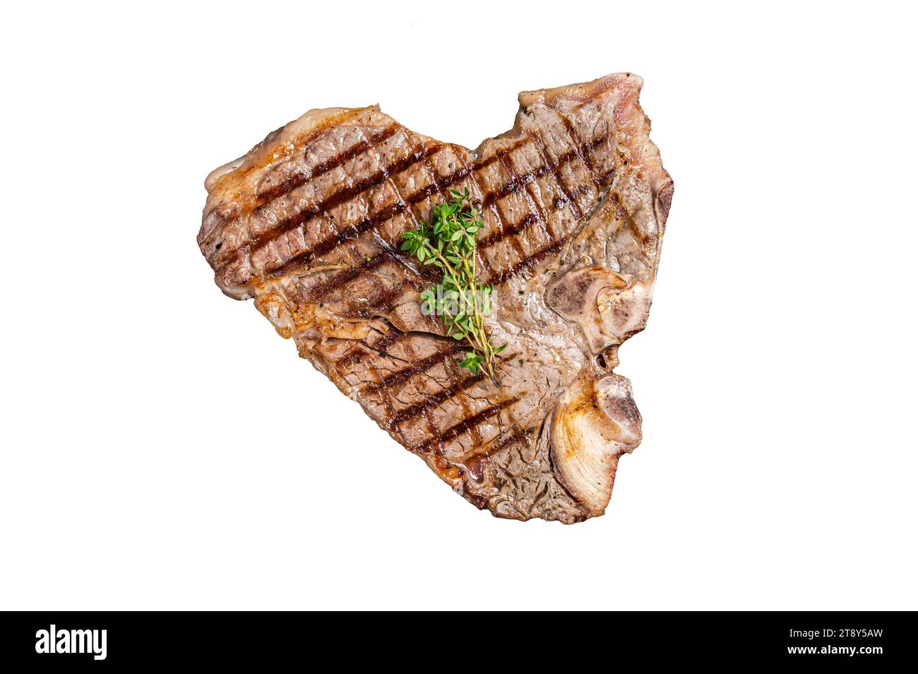 Grilled T-bone or Porterhouse beef meat Steak on a rack. Isolated ...