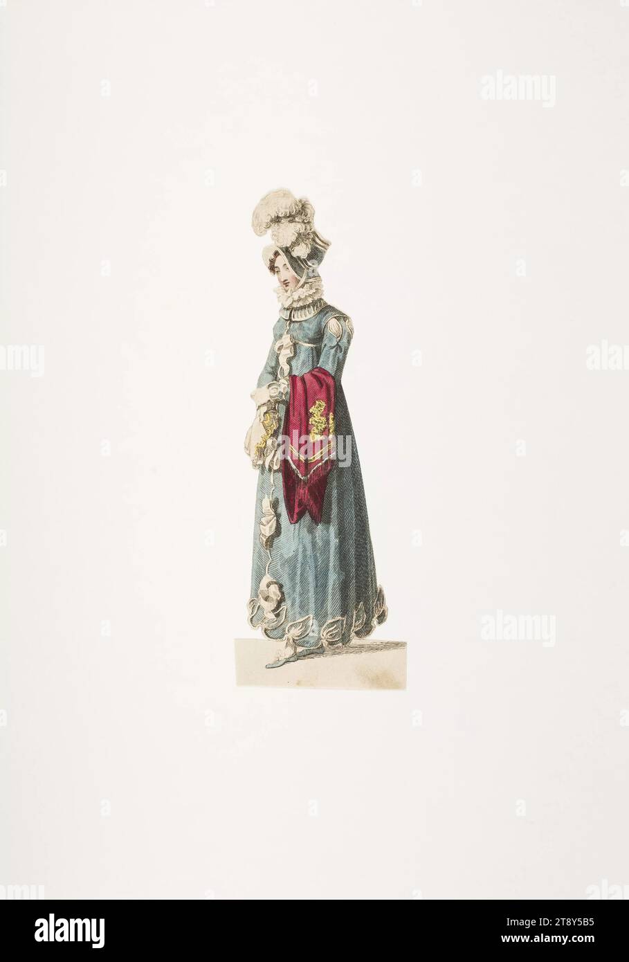 Fashion image: A figure, Redingote, Unknown, date around 1815, paper ...