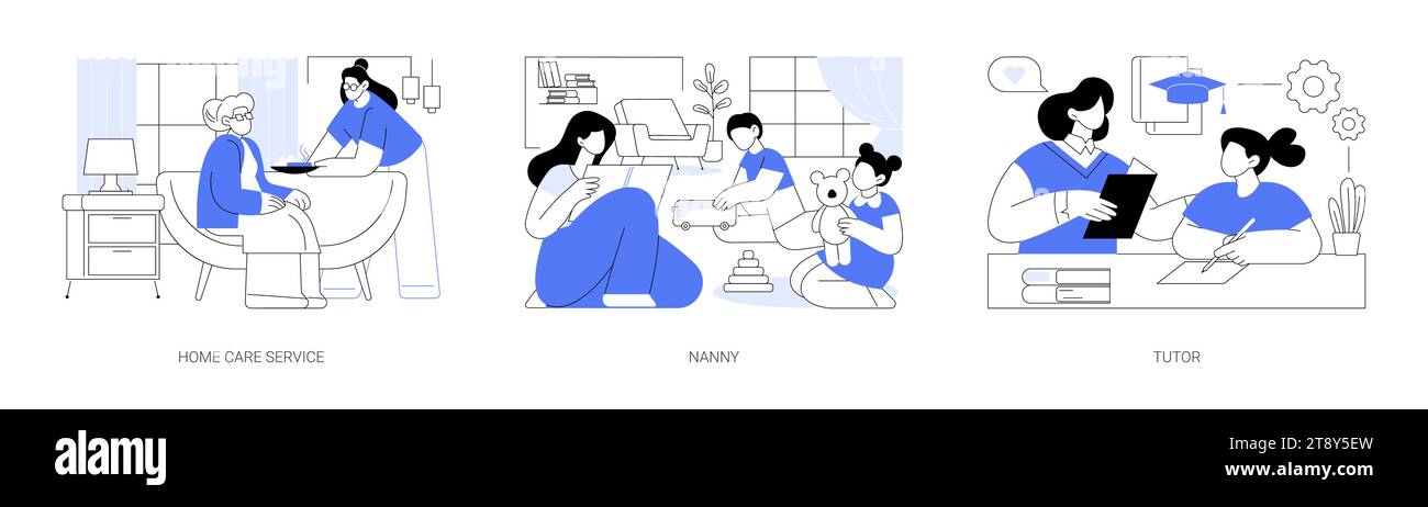 Caregiver services isolated cartoon vector illustrations se Stock ...