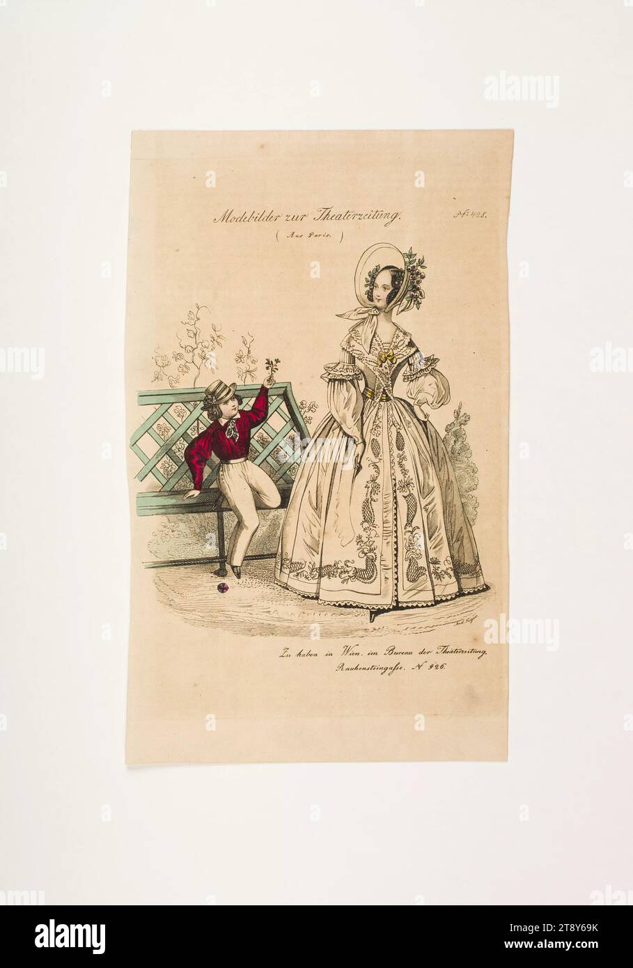 Fashion picture: Two figures, ladies' and boys' fashions, Unknown, 1838 ...