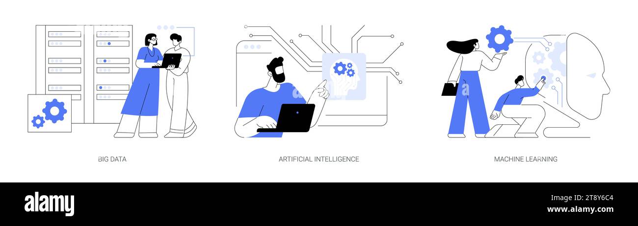 Information technology research isolated cartoon vector illustrations ...