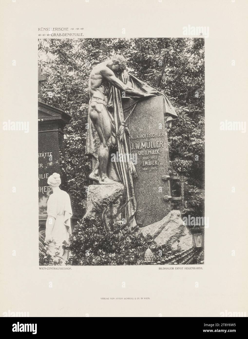 Zentralfriedhof, grave monument J. W. Müller, sculptor Ernst Hegenbarth (sheet no. 19 from ...
