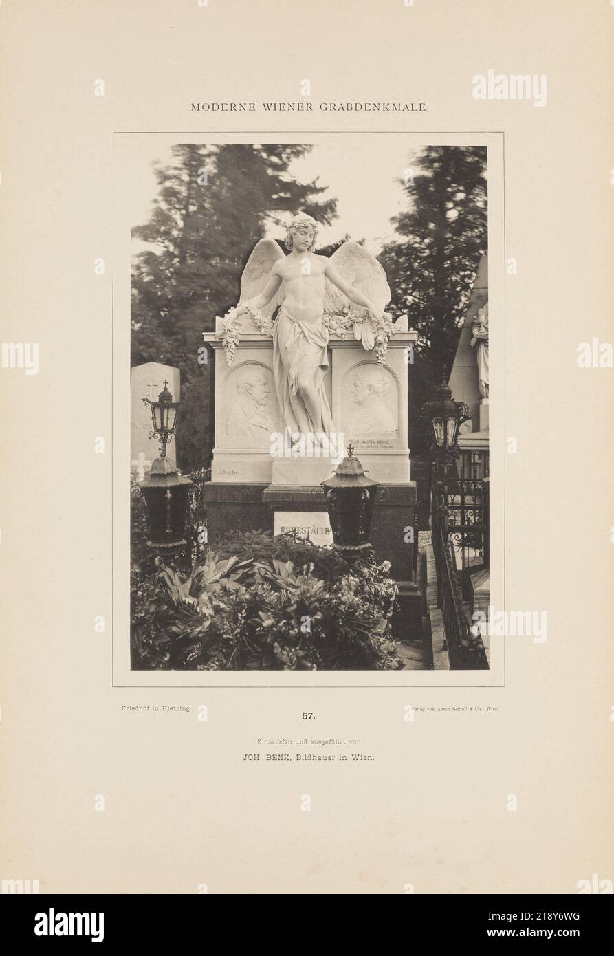 Cemetery Hietzing, grave monument Benk, sculptor Johannes Benk (sheet ...