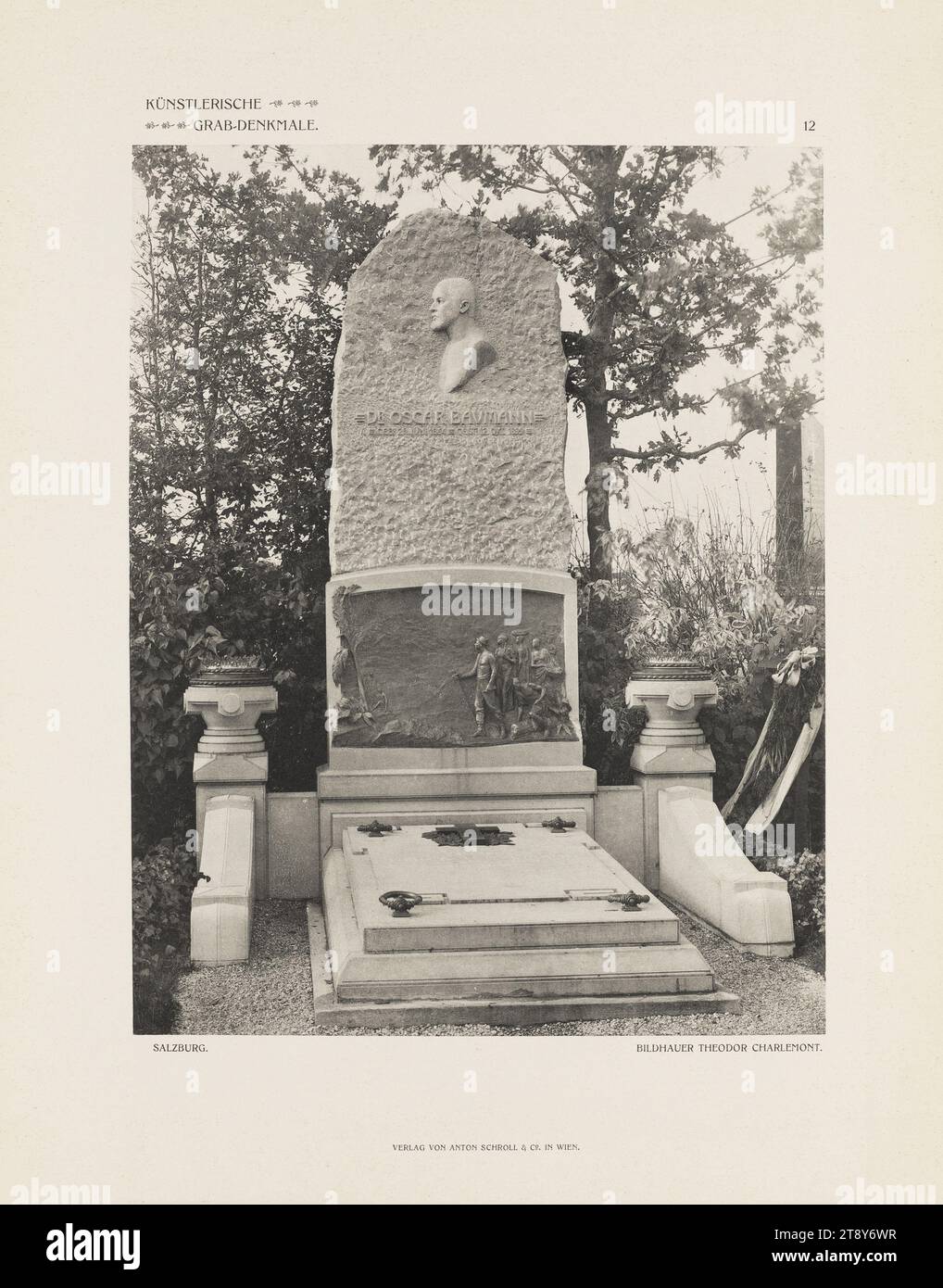 Salzburg, grave monument Oscar Baumann, sculptor Theodor Charlemont (sheet no. 12 from: Artistic ...
