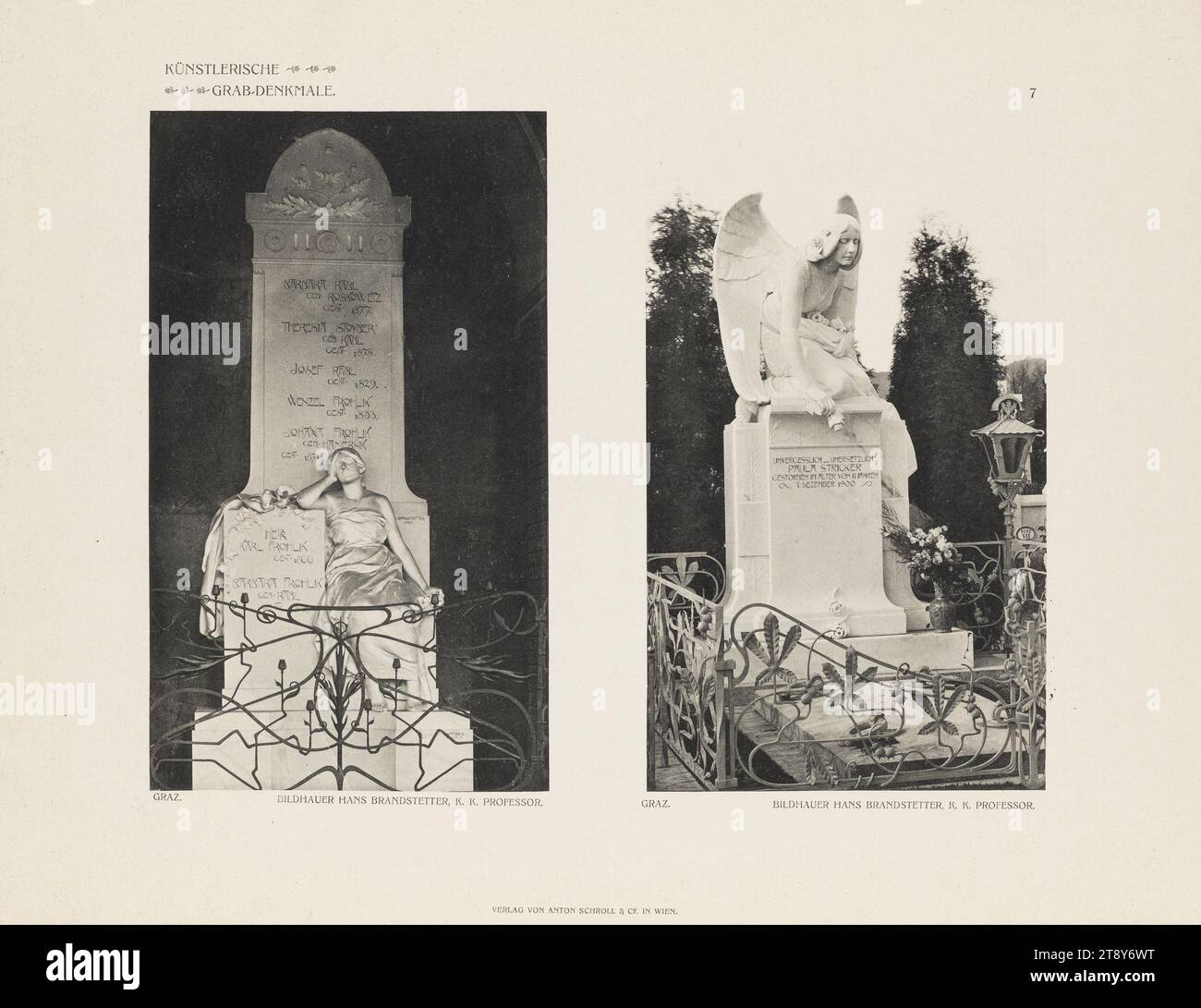 Graz, grave monument Frohlik, Rabl, sculptor Hans Brandstetter, Graz, grave monument Paula ...