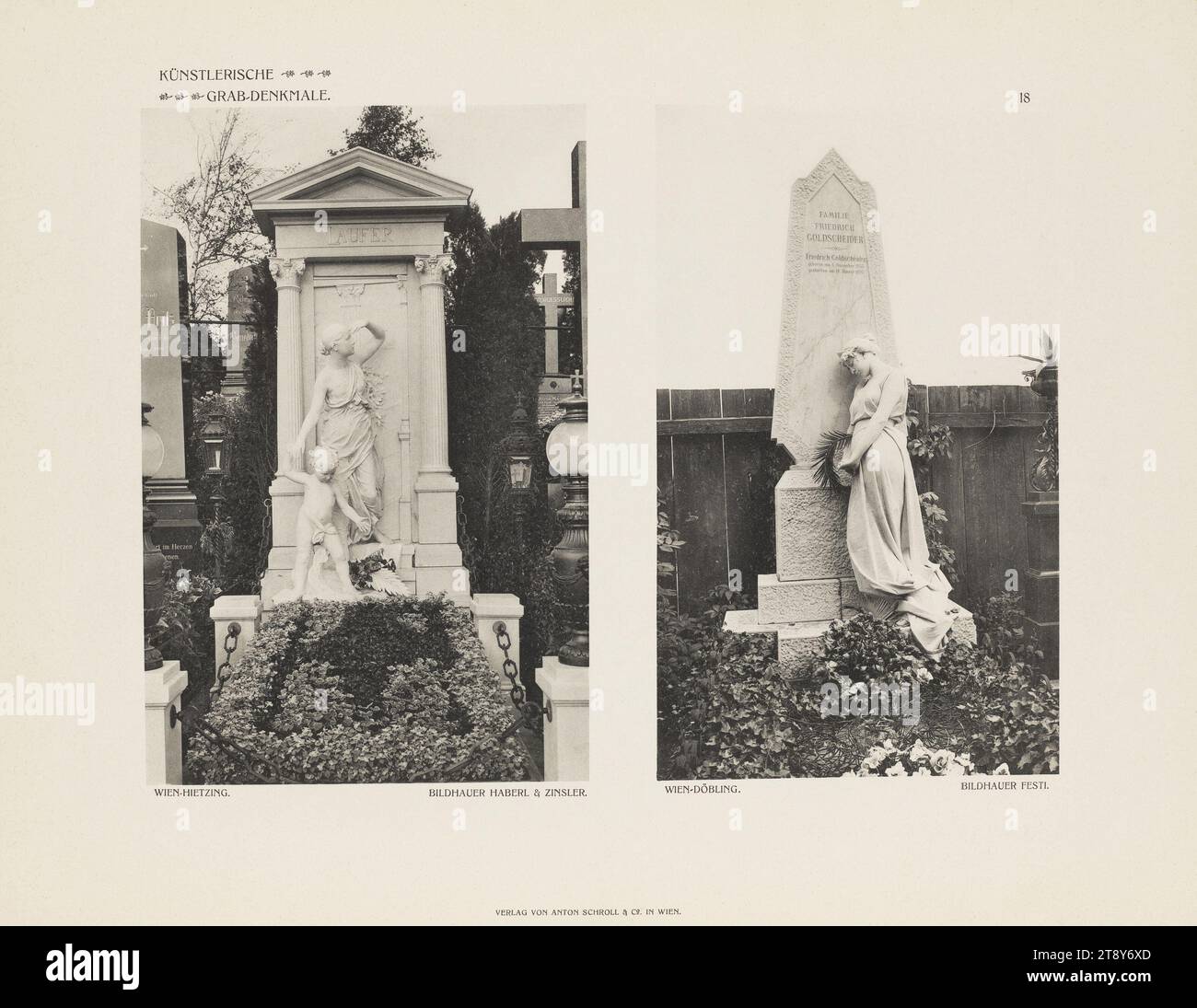 Cemetery Hietzing, grave monument Laufer, sculptors Haberl & Zinsler, cemetery Döbling, grave ...