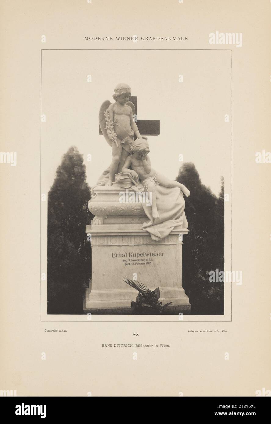 Zentralfriedhof, grave monument Ernst Kupelwieser, sculptor Hans Dittrich (sheet no. 45 from ...