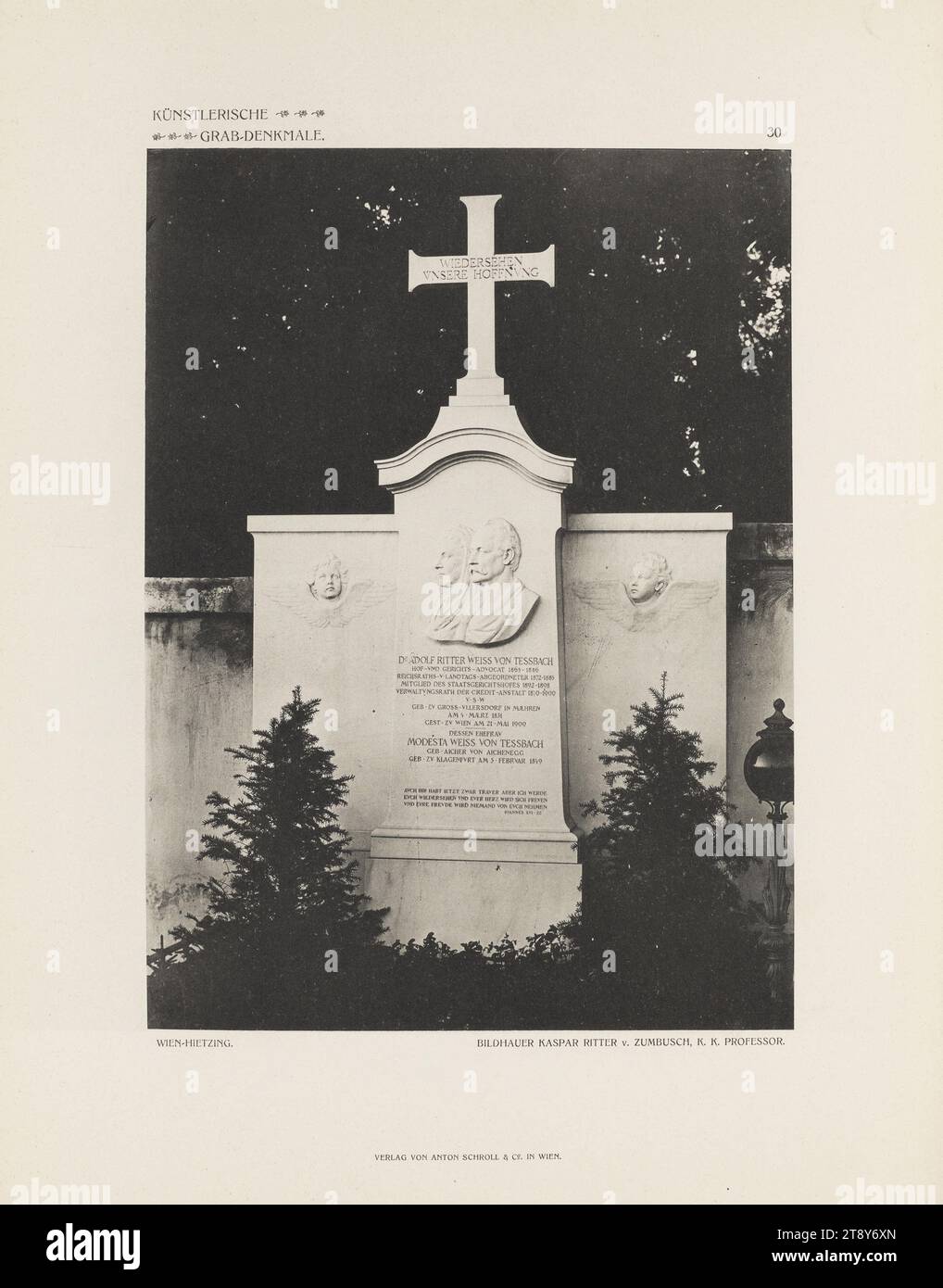 Hietzing cemetery, grave monument Adolf Ritter Weiss von Tessbach and ...