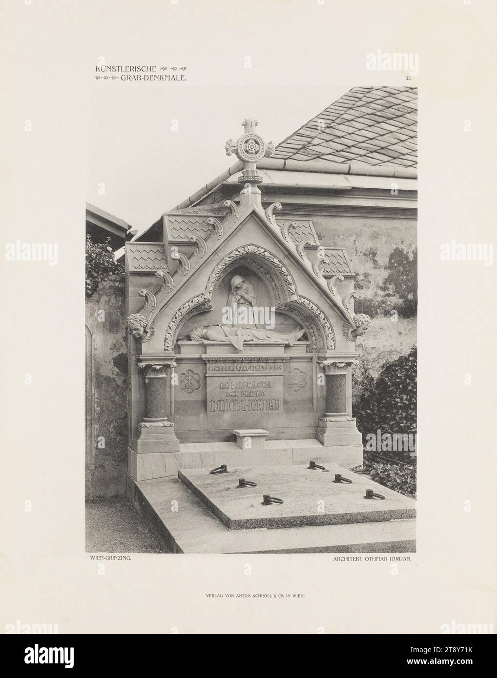 Cemetery Grinzing, grave monument Jordan family, architect Othmar Jordan (sheet no. 35 from ...