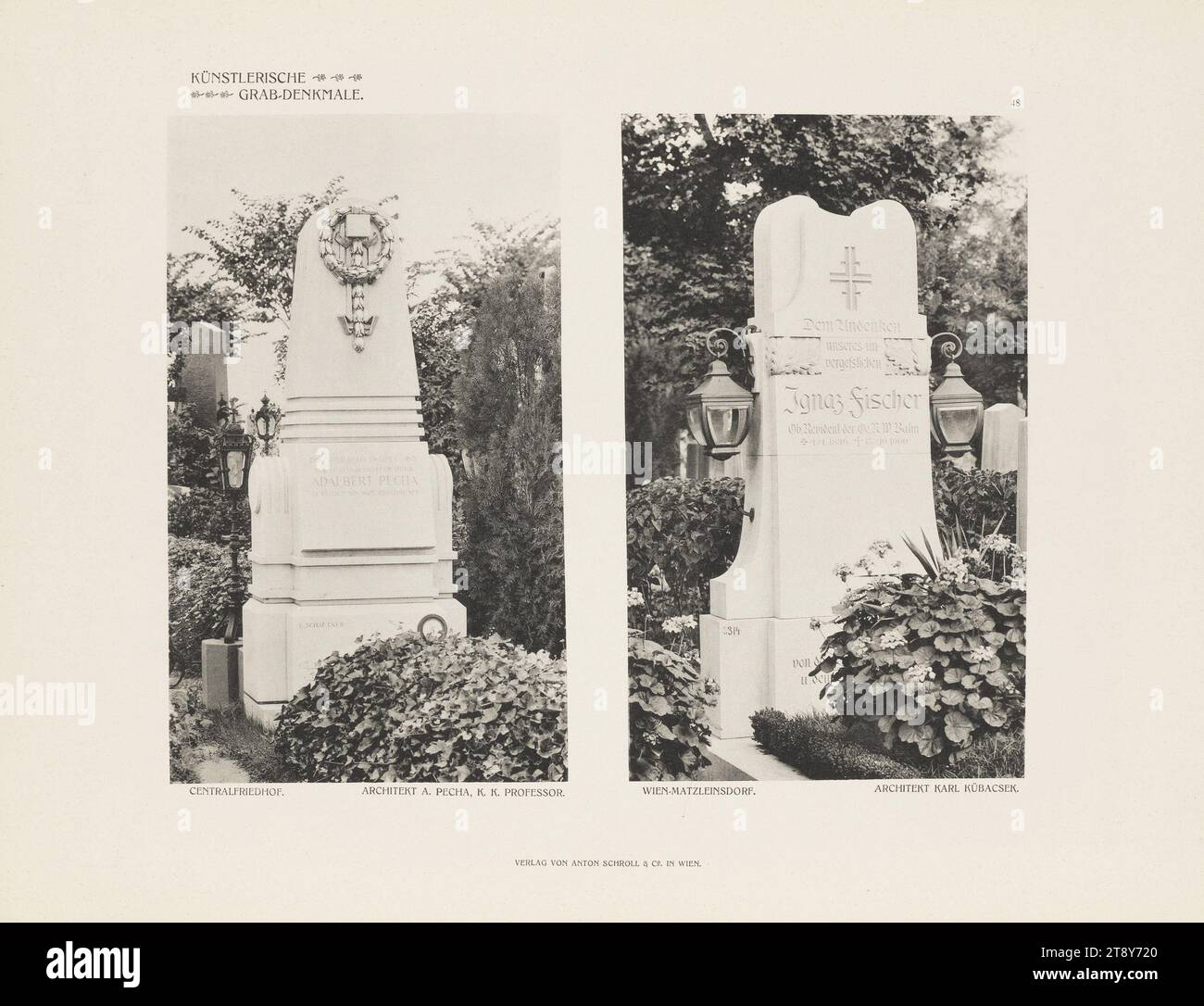 Central cemetery, tombstone Adalbert Pecha, architect A. Pecha ...