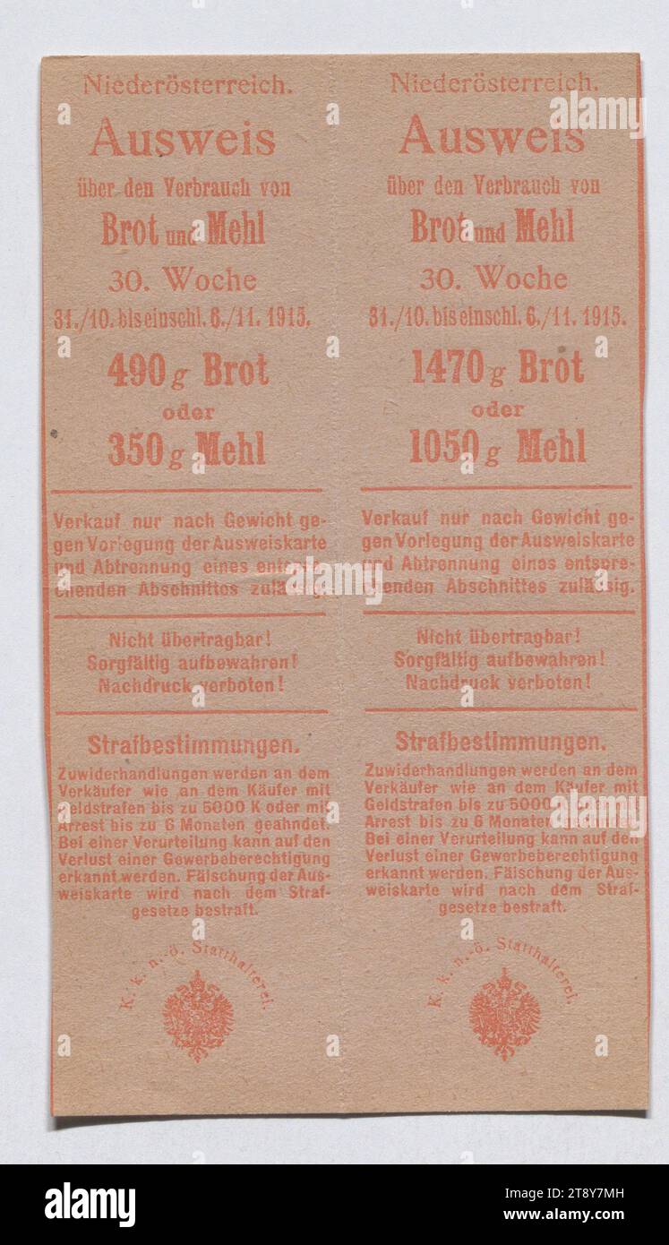 Food stamps for bread or flour from World War I, 1915, Unknown, 1915 ...