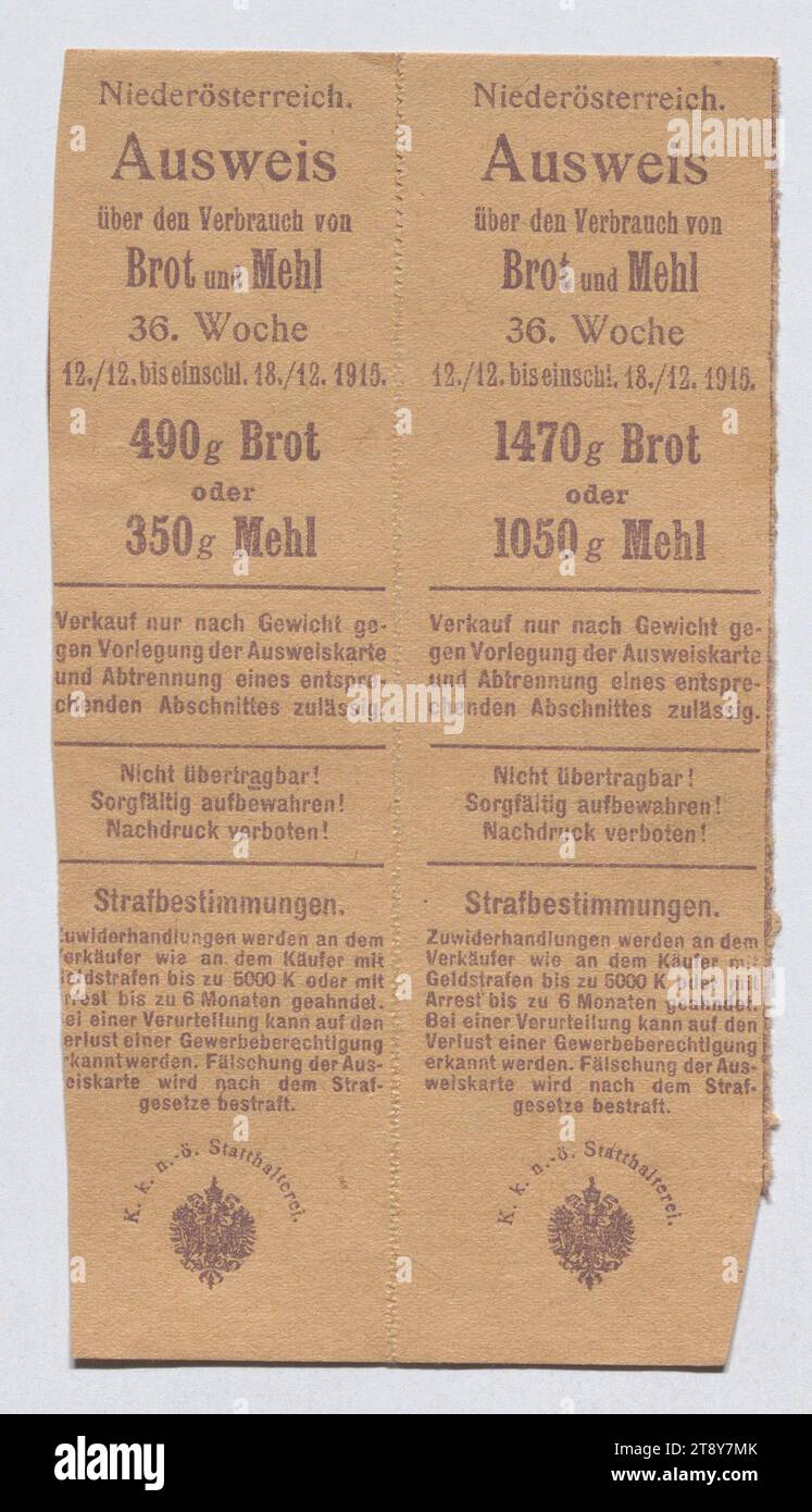 Food stamps for bread or flour from World War I, 1915, Unknown, 1915 ...