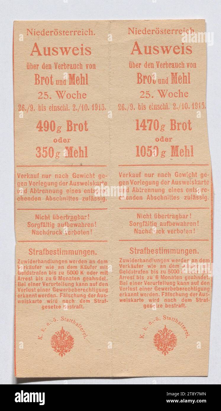 Food stamps for bread or flour from World War I, 1915, Unknown, 1915 ...