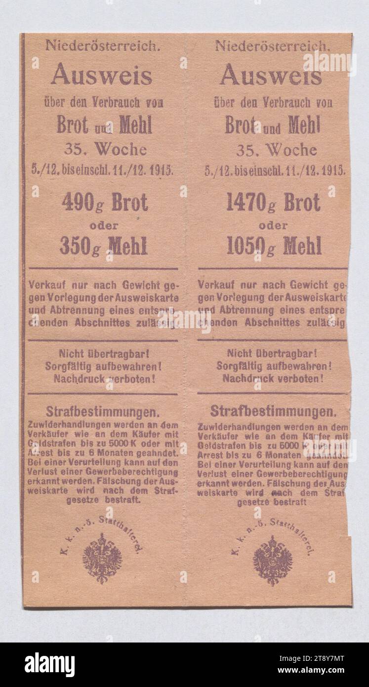 Food stamps for bread or flour from World War I, 1915, Unknown, 1915 ...