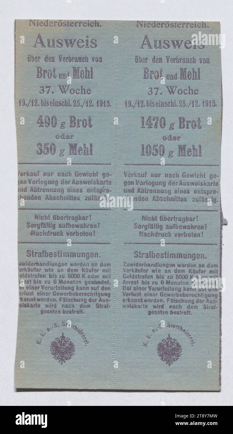 Food stamps for bread or flour from World War I, 1915, Unknown, 1915 ...