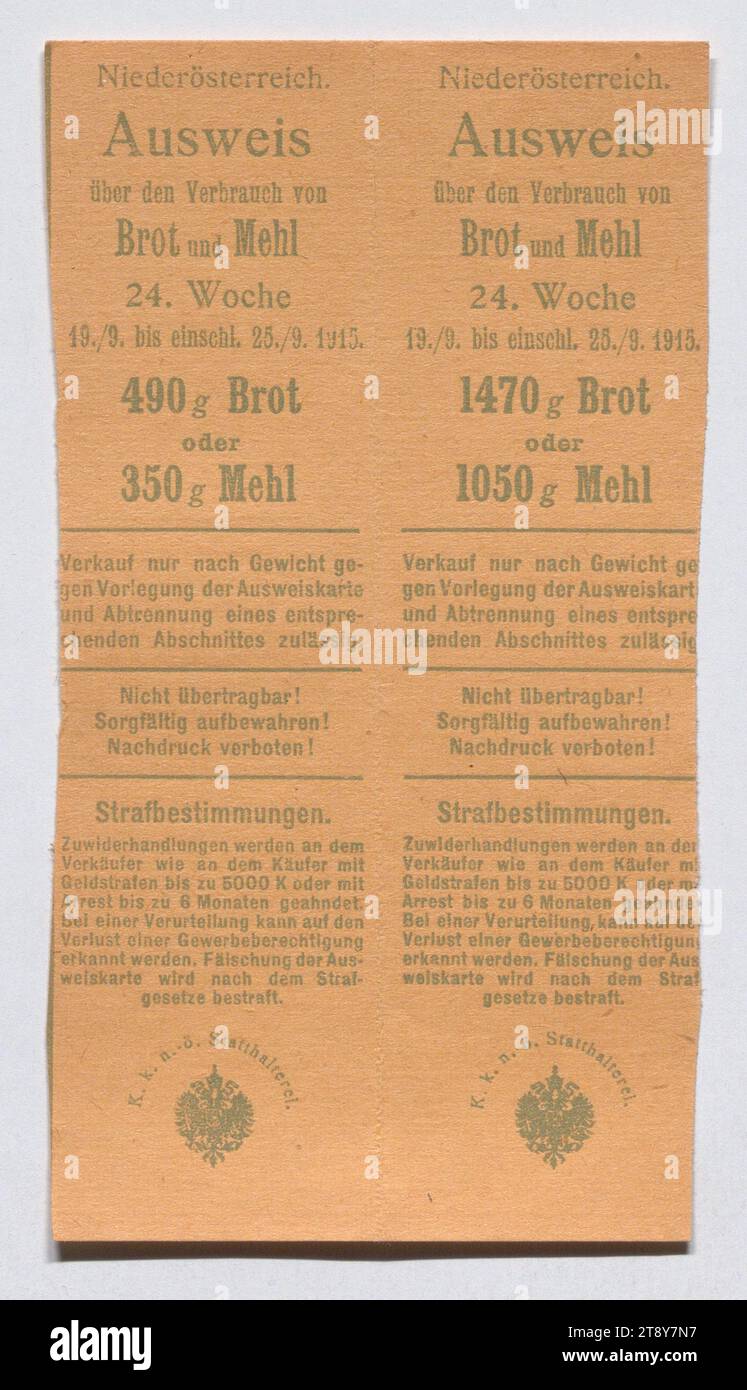 Food stamps for bread or flour from World War I, 1915, Unknown, 1915 ...