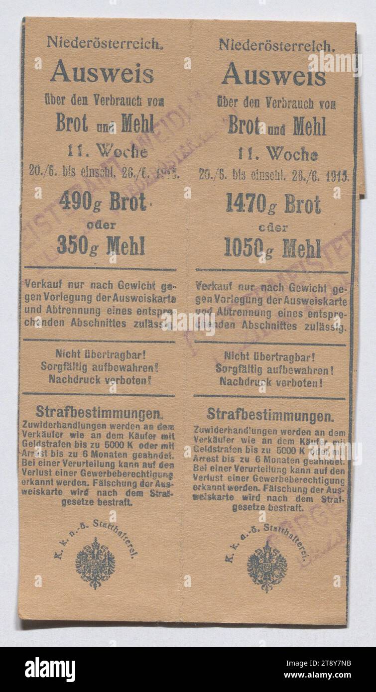 Food stamps for bread or flour from World War I, 1915, Unknown, 1915 ...