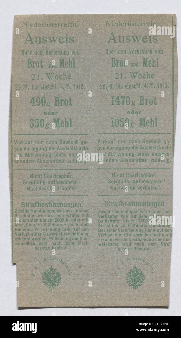 Food stamps for bread or flour from World War I, 1915, Unknown, 1915 ...