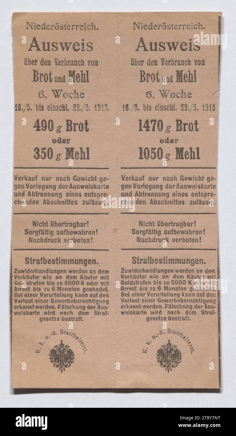 Food stamps for bread or flour from World War I, 1915, Unknown, 1915 ...