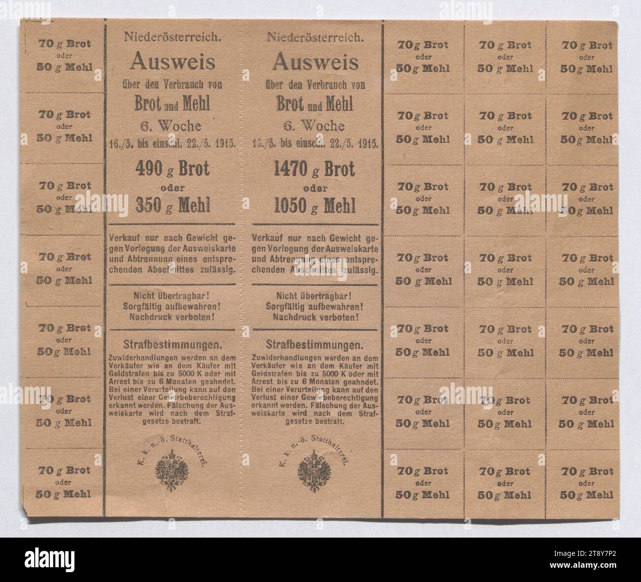 Food stamps for bread or flour from World War I, 1915, Unknown, 1915 ...