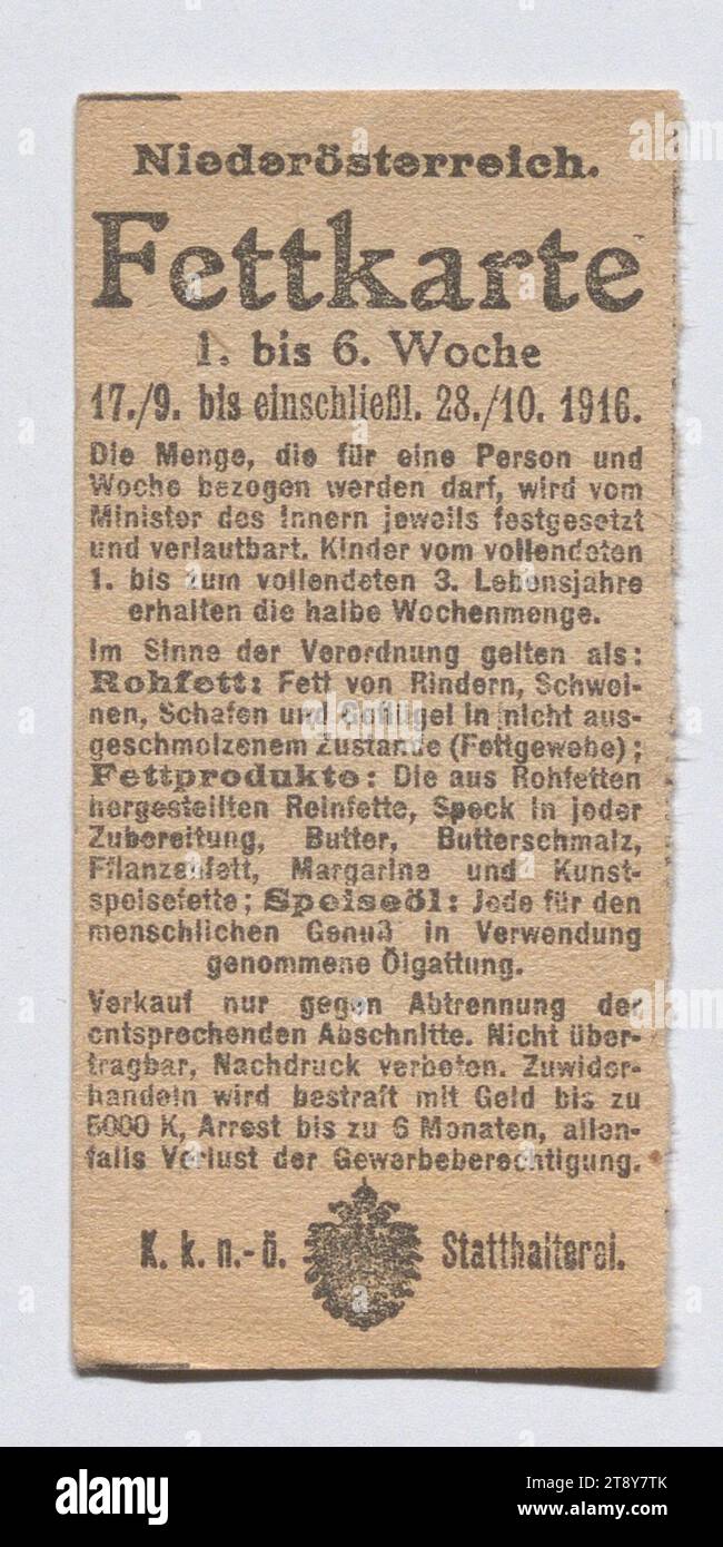 Food stamps for fat from World War I, 1916, Unknown, 1916, paper, print ...