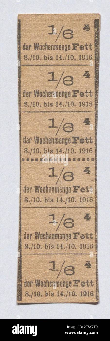 Food stamps for fat from World War I, 1916, Unknown, 1916, paper, print ...