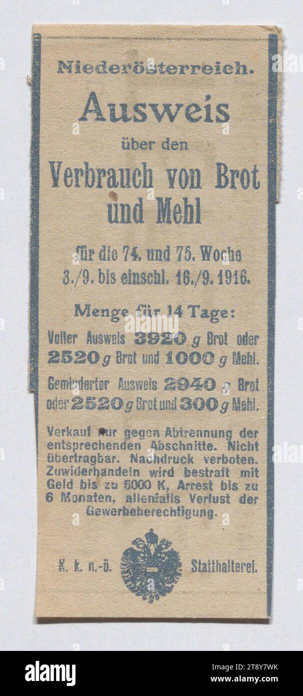 World War I food stamps for bread or flour, 1916, Unknown, 1916, paper ...