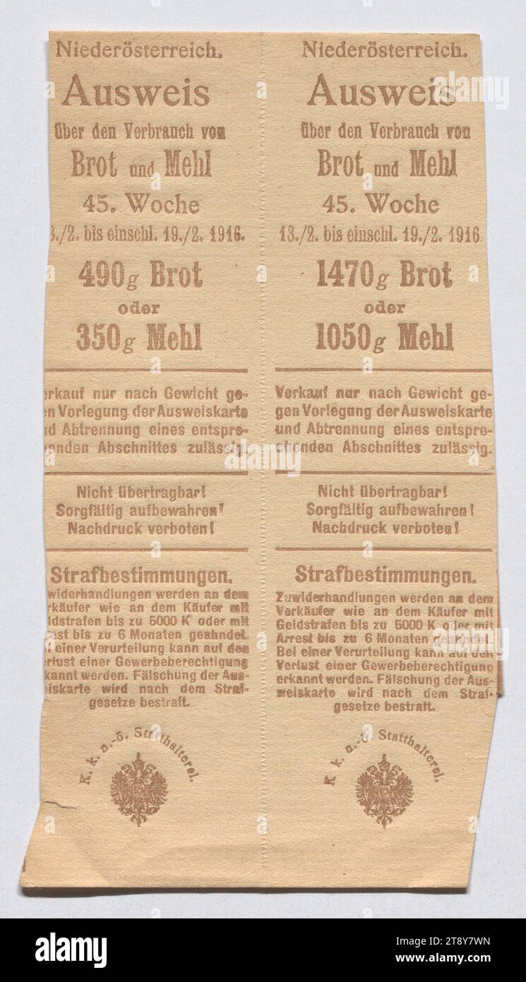 World War I food stamps for bread or flour, 1916, Unknown, 1916, paper ...