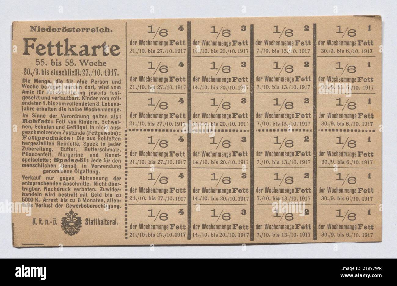 Food stamps for fat from World War I, 1917, Unknown, 1917, paper, print ...