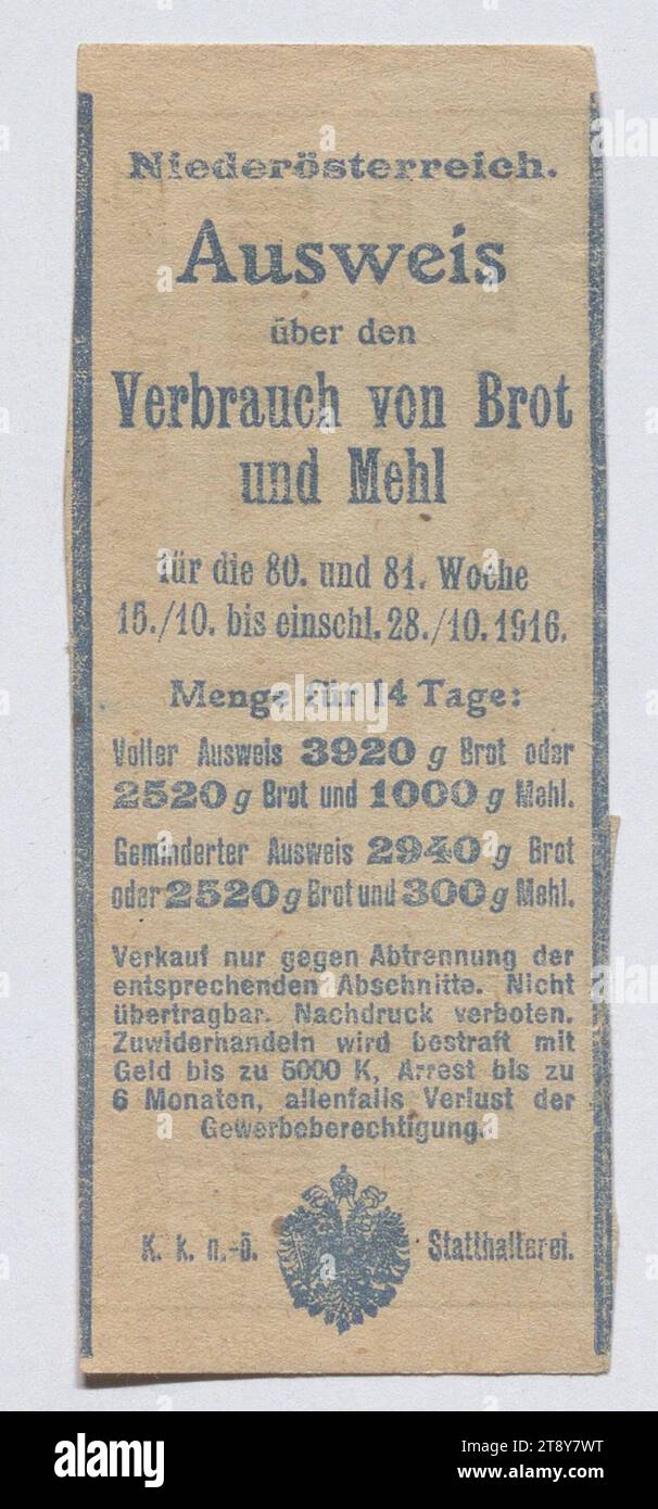 Food stamps for bread or flour from World War I, 1916, Unknown, 1916 ...