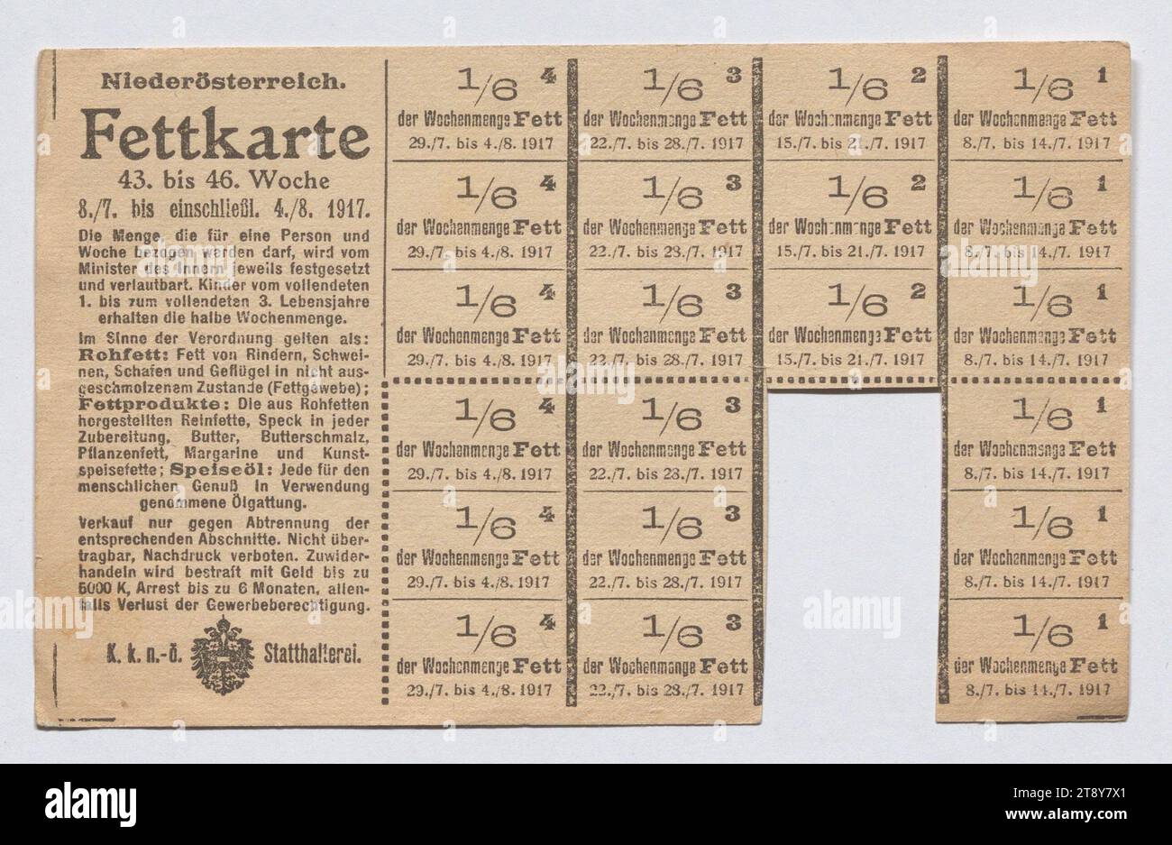 Food stamps for fat from World War I, 1917, Unknown, 1917, paper, print ...