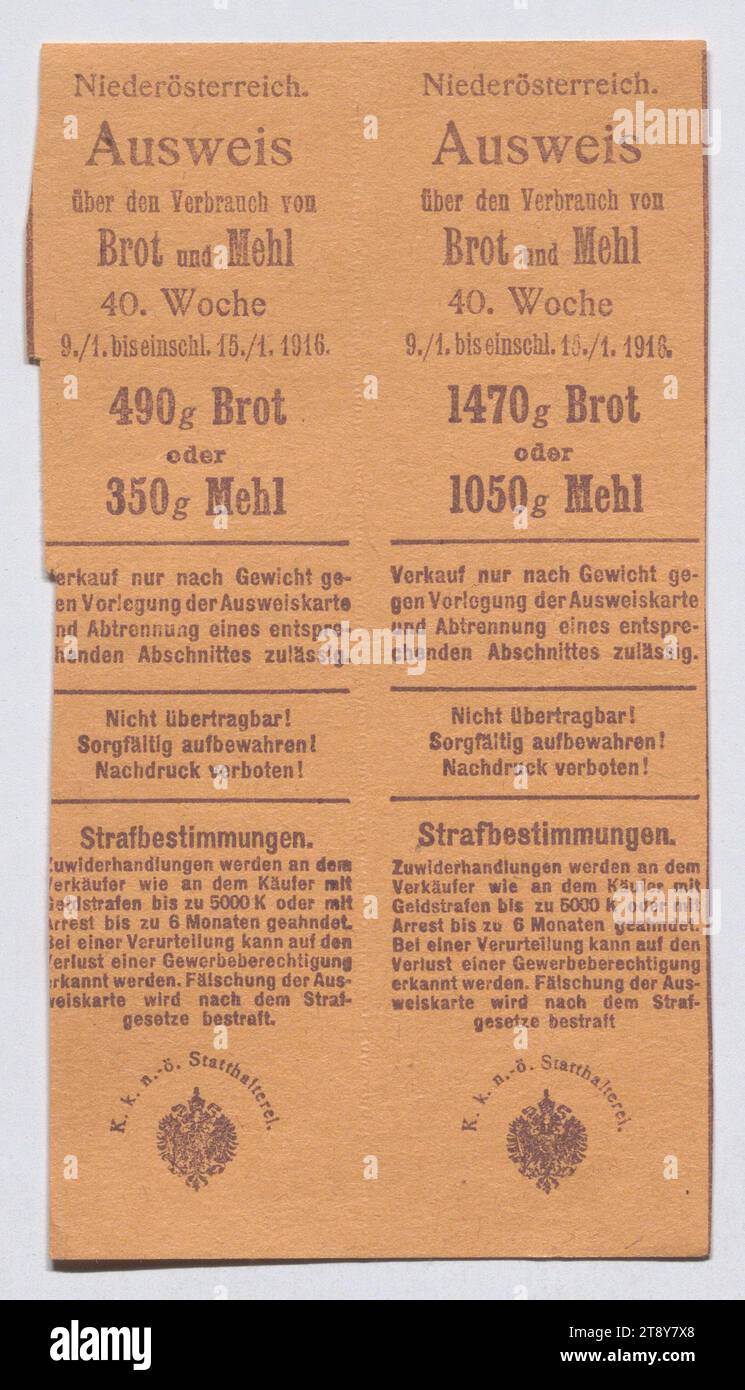 Food stamps for bread or flour from the First World War, 1916, Unknown ...