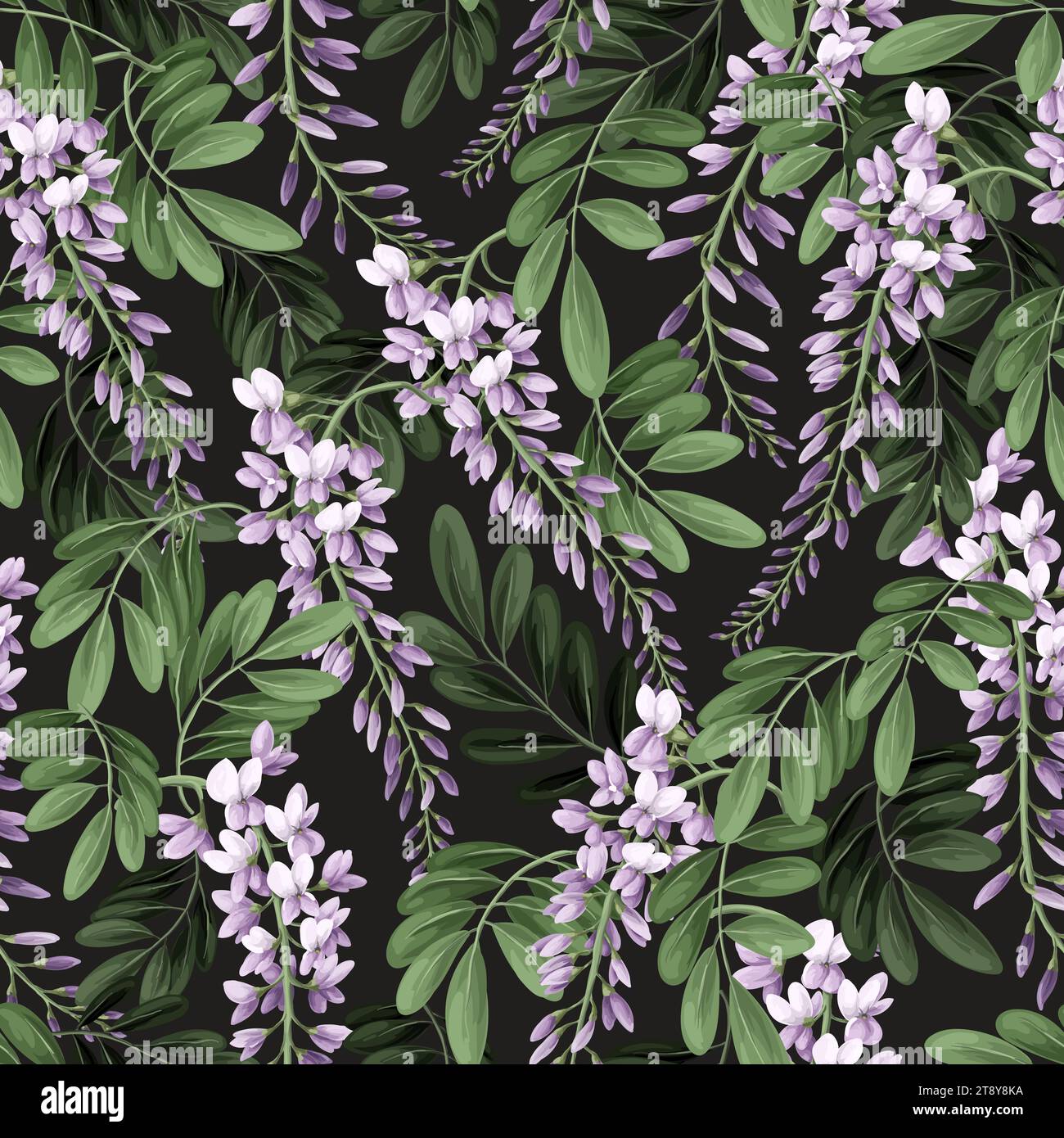 Seamless pattern with acacia flowers and leaves. Vector Stock Vector ...