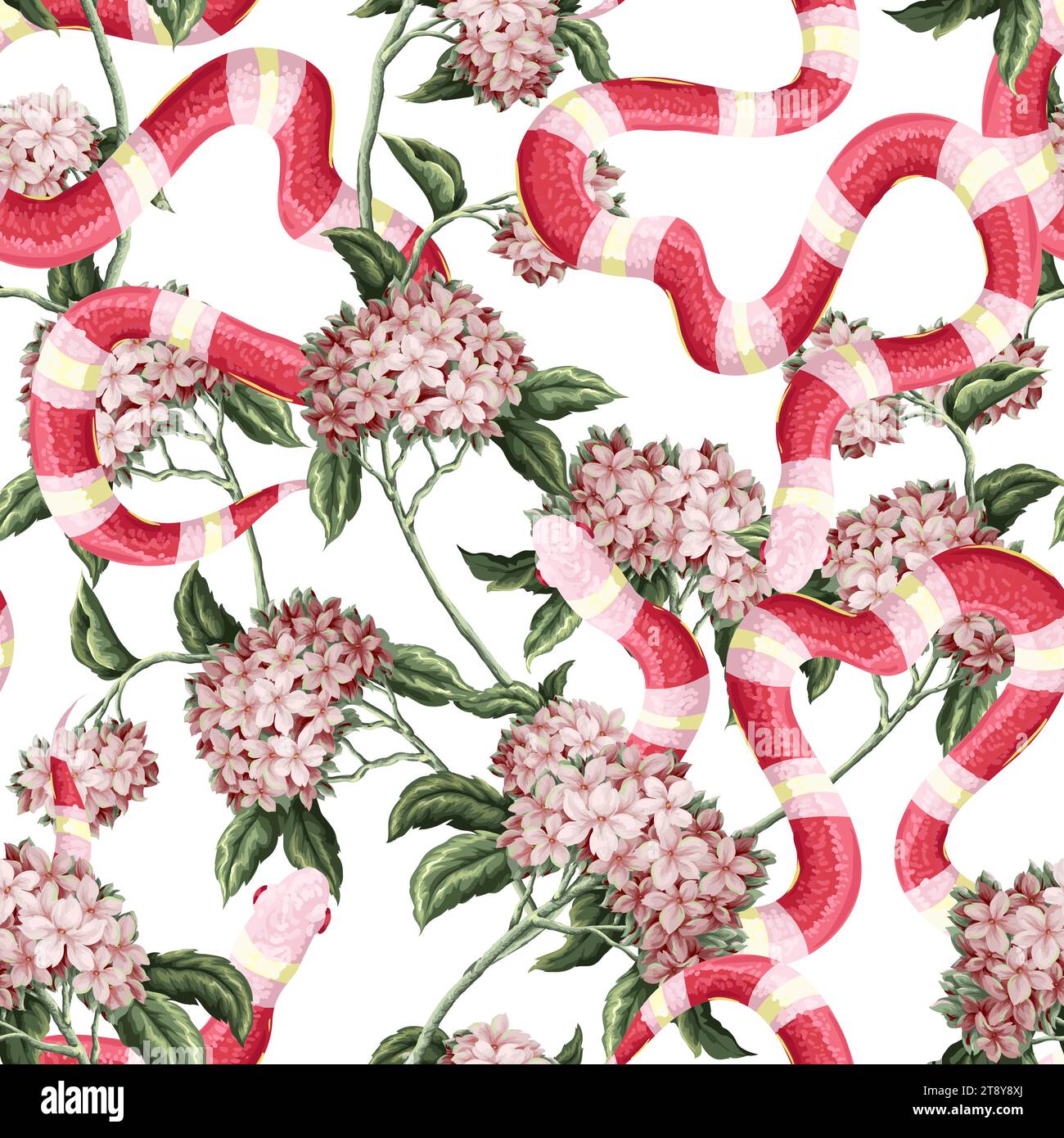 Seamless pattern with snakes and flowers. Vector Stock Vector Image ...