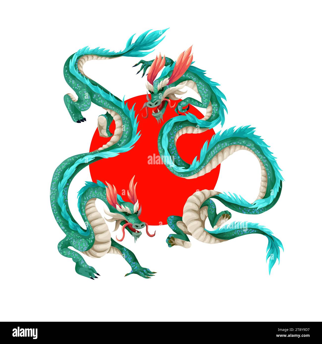 Green dragons isolated on the white background. Vector Stock Vector ...