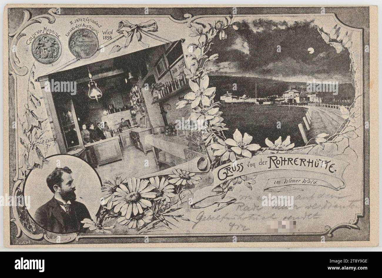 17, Neuwaldegg - Rohrerhütte - interior and exterior, picture postcard ...