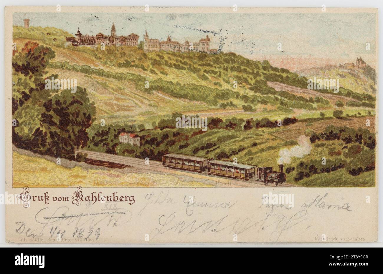 19th, Kahlenberg - with cog railroad, in the background Leopoldsberg ...