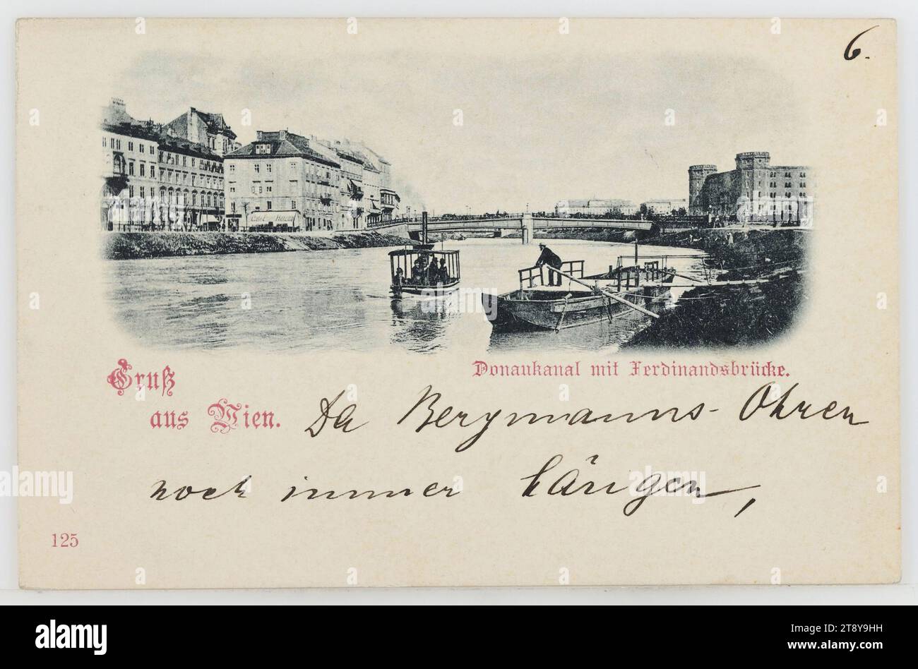 Danube Canal - with Ferdinandsbrücke, picture postcard, Carl (Karl ...