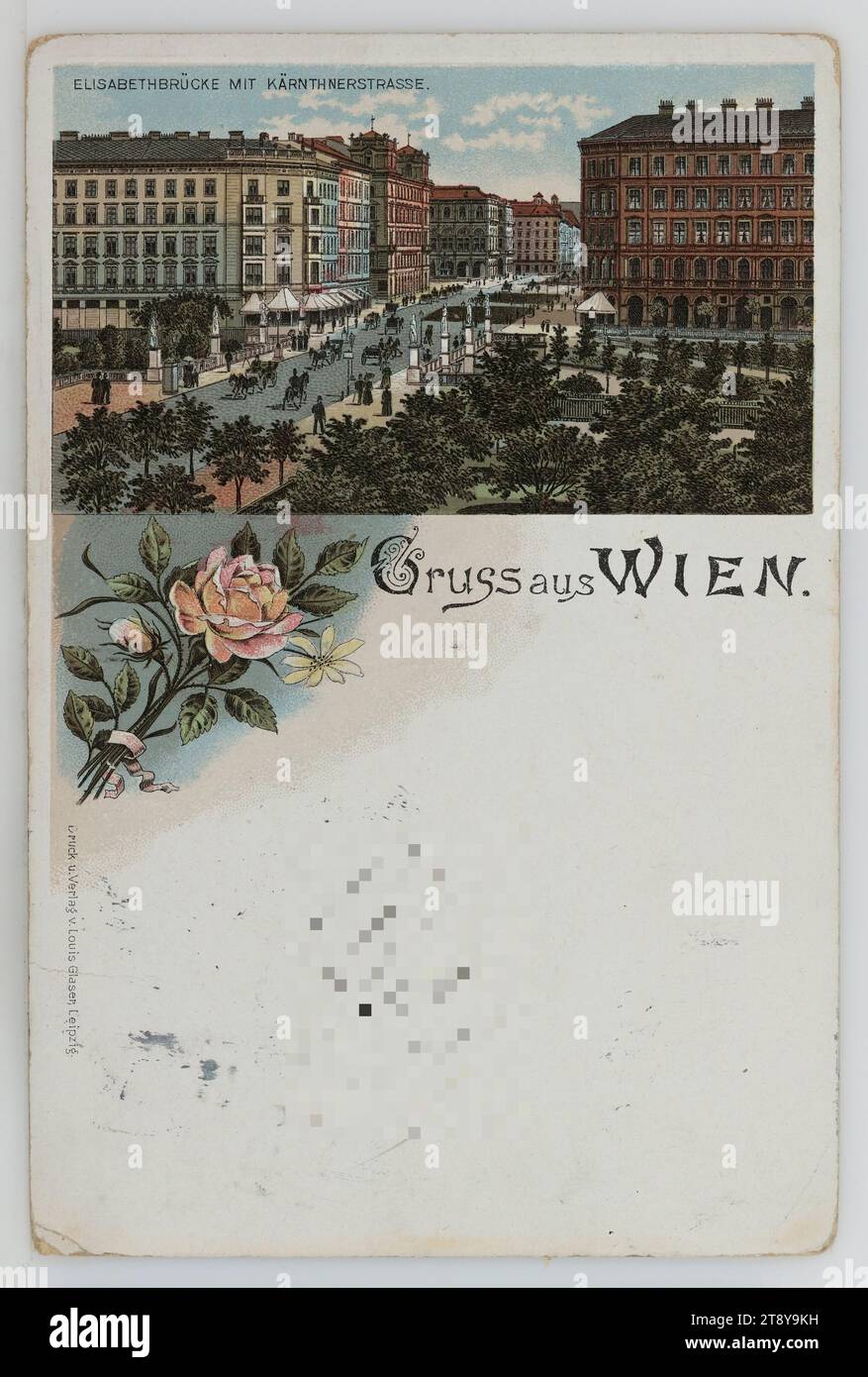 Wienfluss - Elisabethbrücke, with Kärntner Straße, picture postcard ...