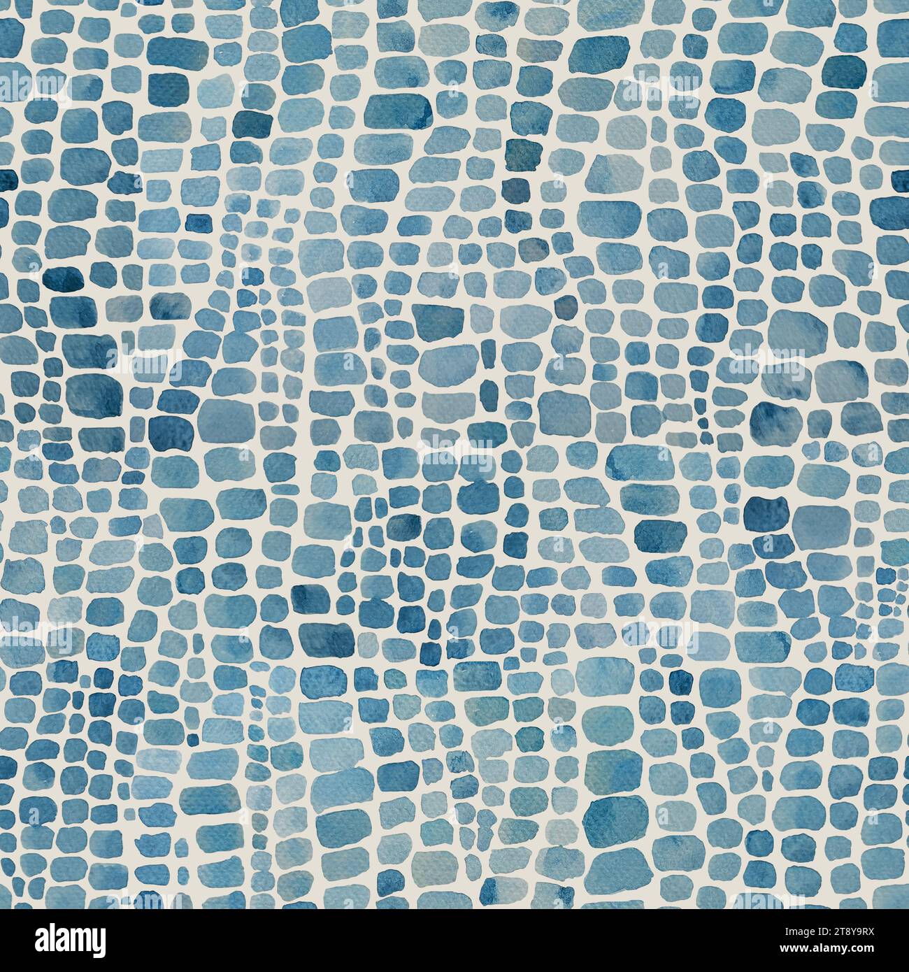 Abstract crocodile reptile scales blue and white watercolor seamless ...