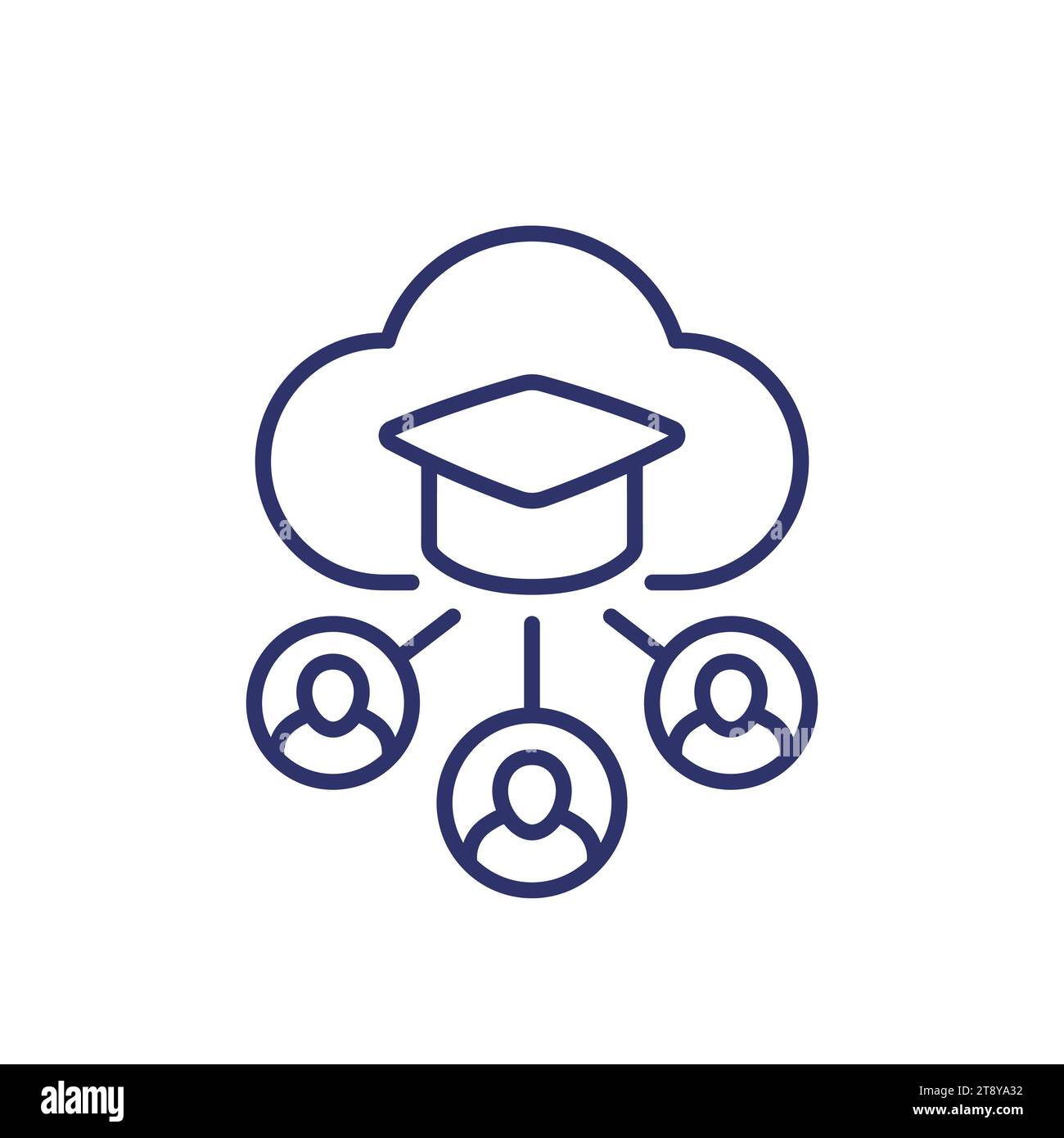 online education, e-learning icon with students Stock Vector Image ...