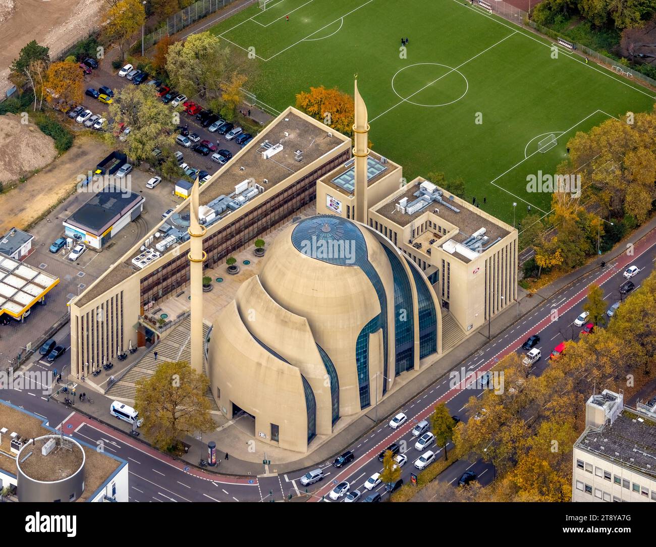 Luftbild, Ditib Zentralmoschee Köln mit moderner Baugestaltung, neue ...