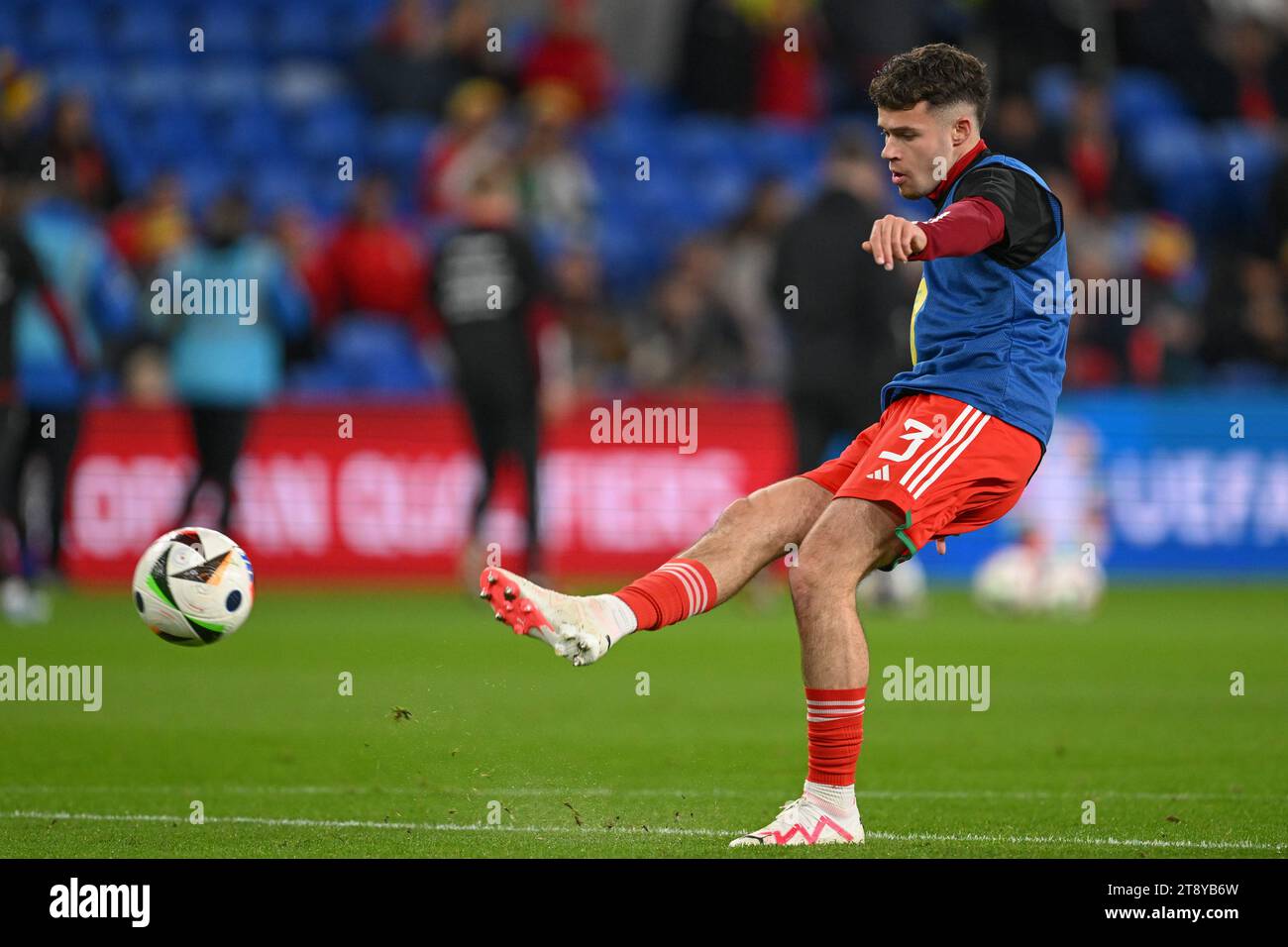 Neco Williams of Wales during the pre-game warm up ahead of the UEFA ...