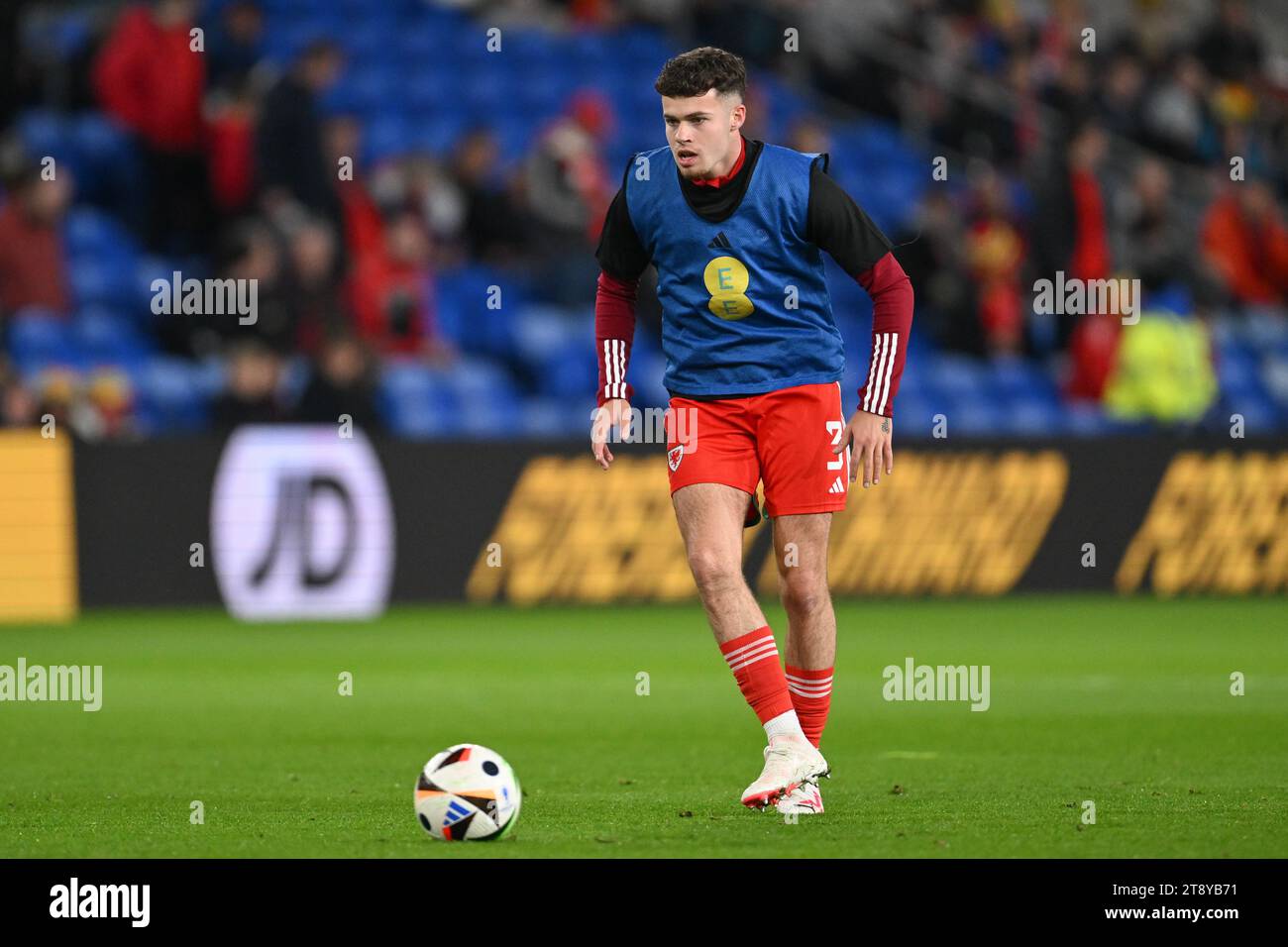 Neco Williams of Wales during the pre-game warm up ahead of the UEFA ...