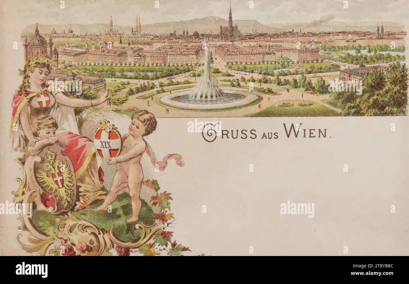 Greeting from Vienna, unknown, 1900-1905, cardboard, color lithograph ...