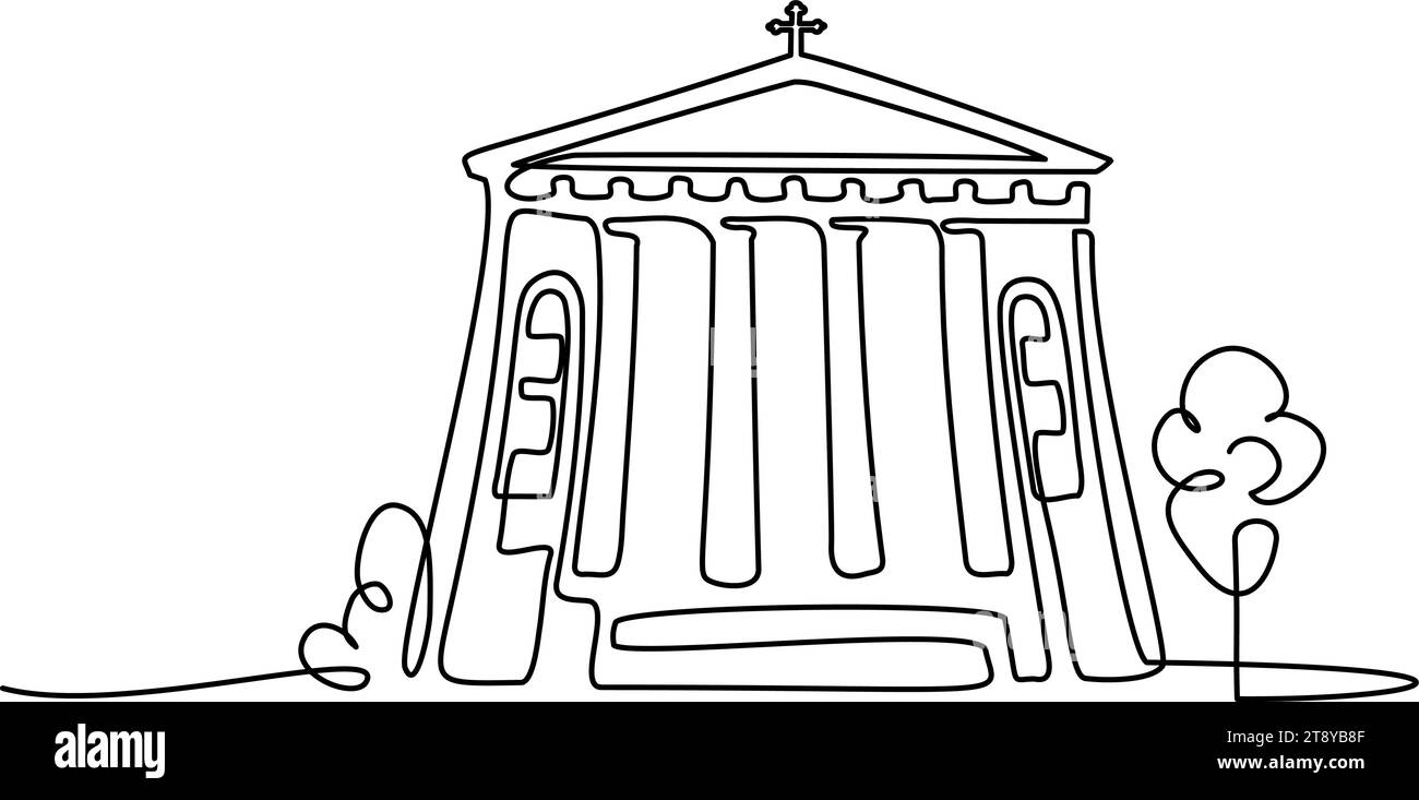 Catholic Church building. Continuous one line art drawing style Stock ...
